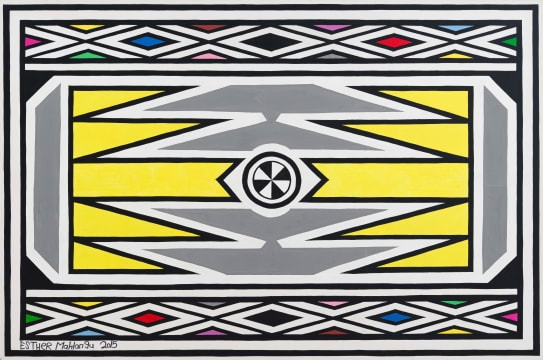 Esther Mahlangu | Ndebele Patterns with Yellow (2015) | MutualArt