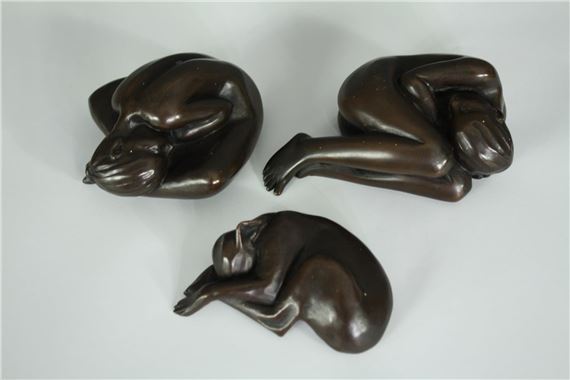 Deborah J Scaldwell | three bronze figures | MutualArt