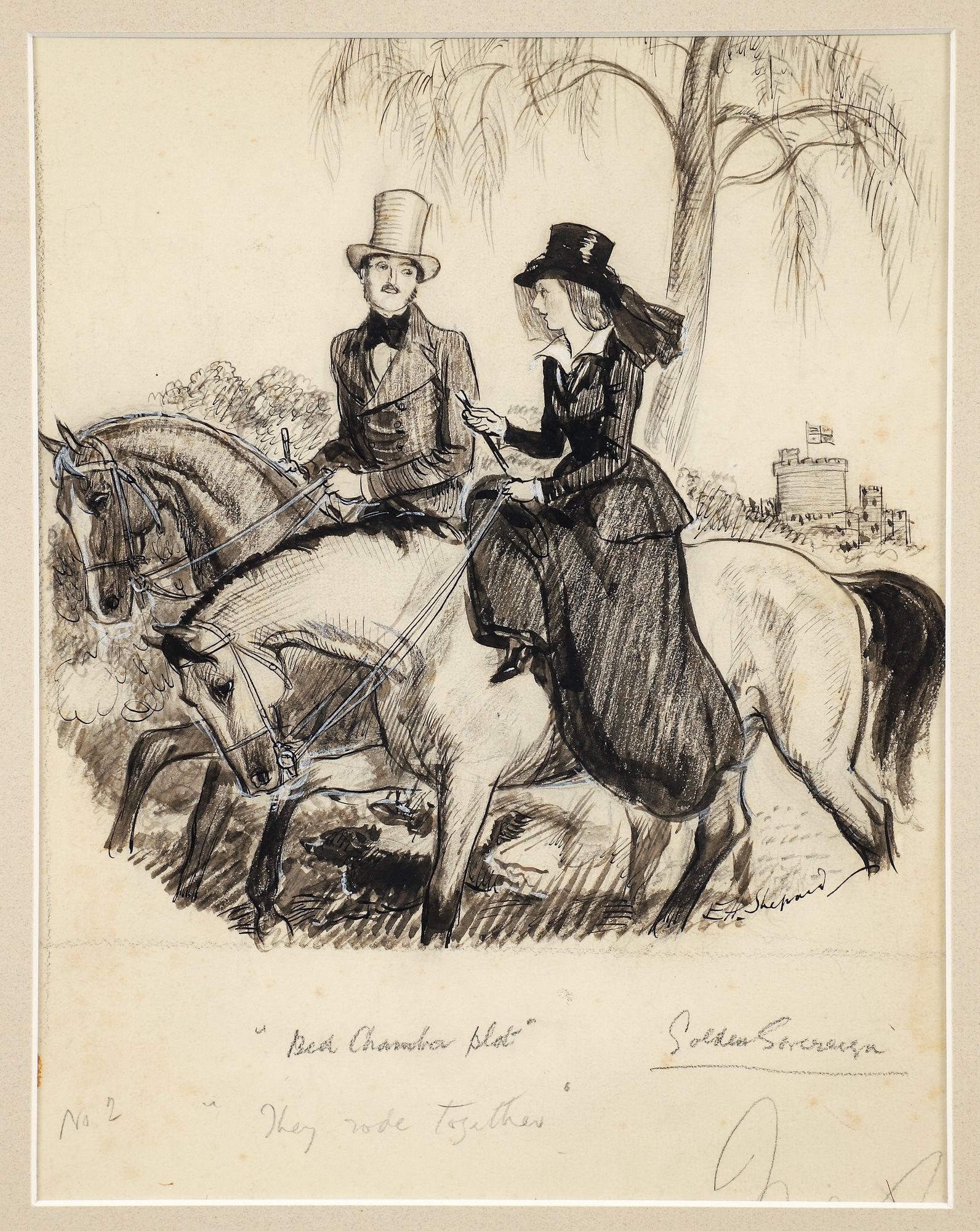 Ernest Howard Shepard | E. H. Shepard Ink Drawing They Rode Together ...