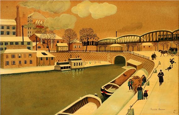 Rodolphe Rousseau | Rodolphe Rousseau Oil French Street Scene (Circa ...