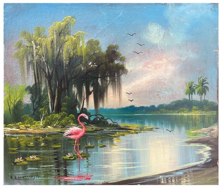 Alexander Baranowski | ALEX BARANOWSKI FLORIDA PAINTING WITH FLAMINGO ...