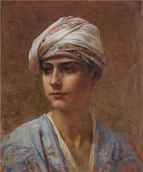 Frederick Arthur Bridgman | Young Man in a Turban (1890) | MutualArt