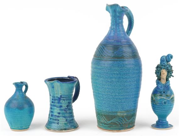 Michael Kennedy | Irish blue glazed studio pottery comprising three ...