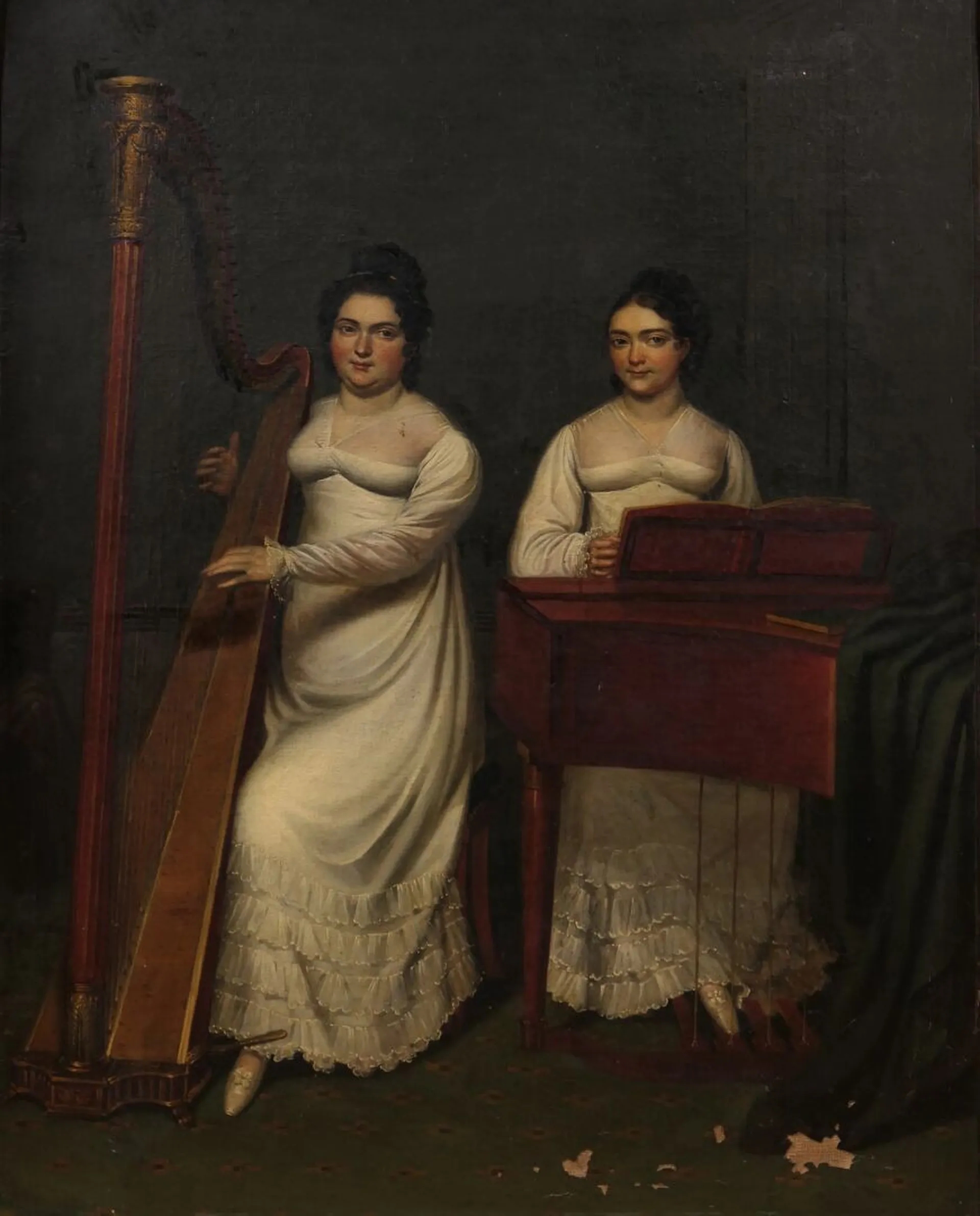 Edouard Pingret | Mère et fille jouant de la musique (1817) | MutualArt