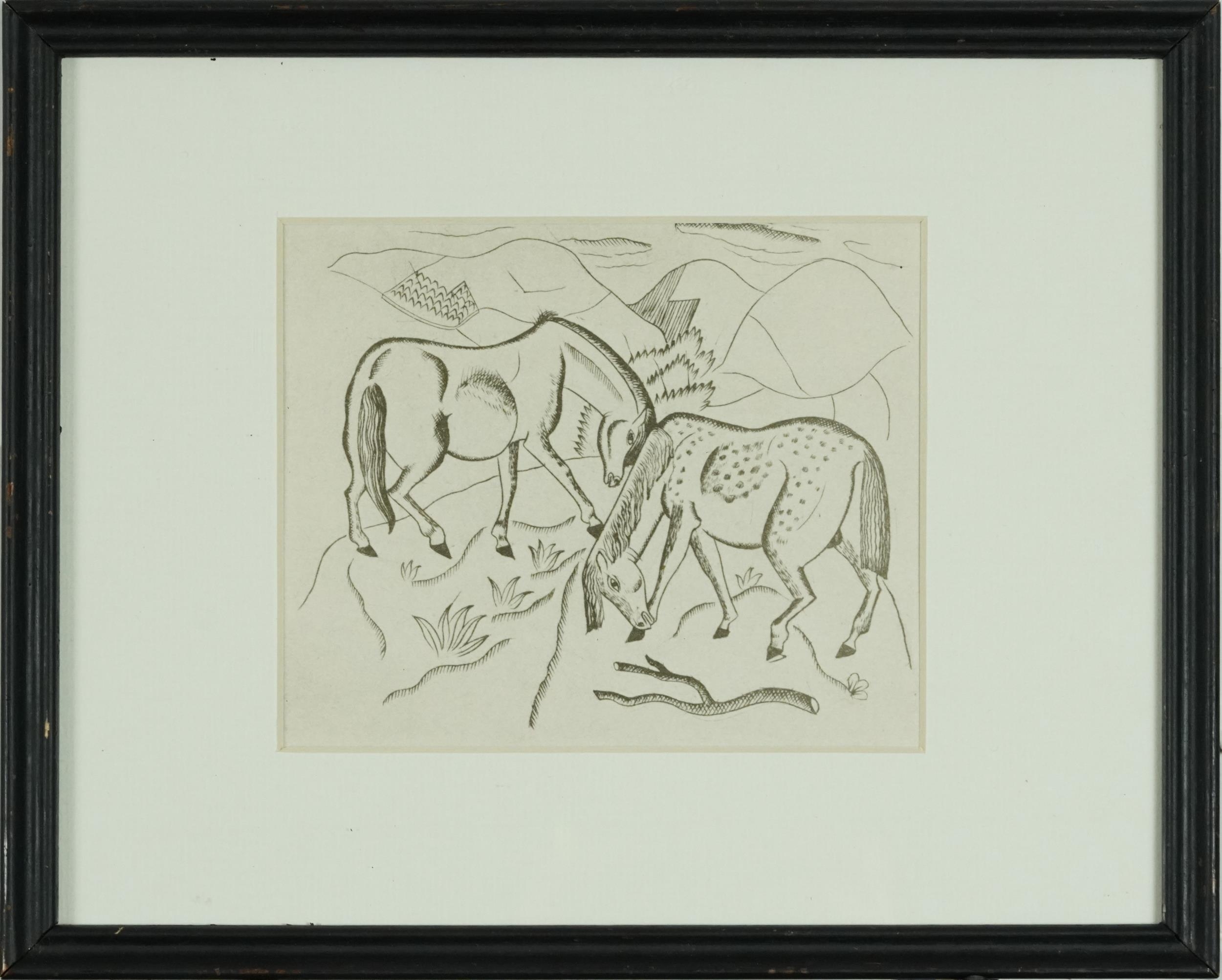 David Jones | Ponies on a Welsh hillside (1981) | MutualArt