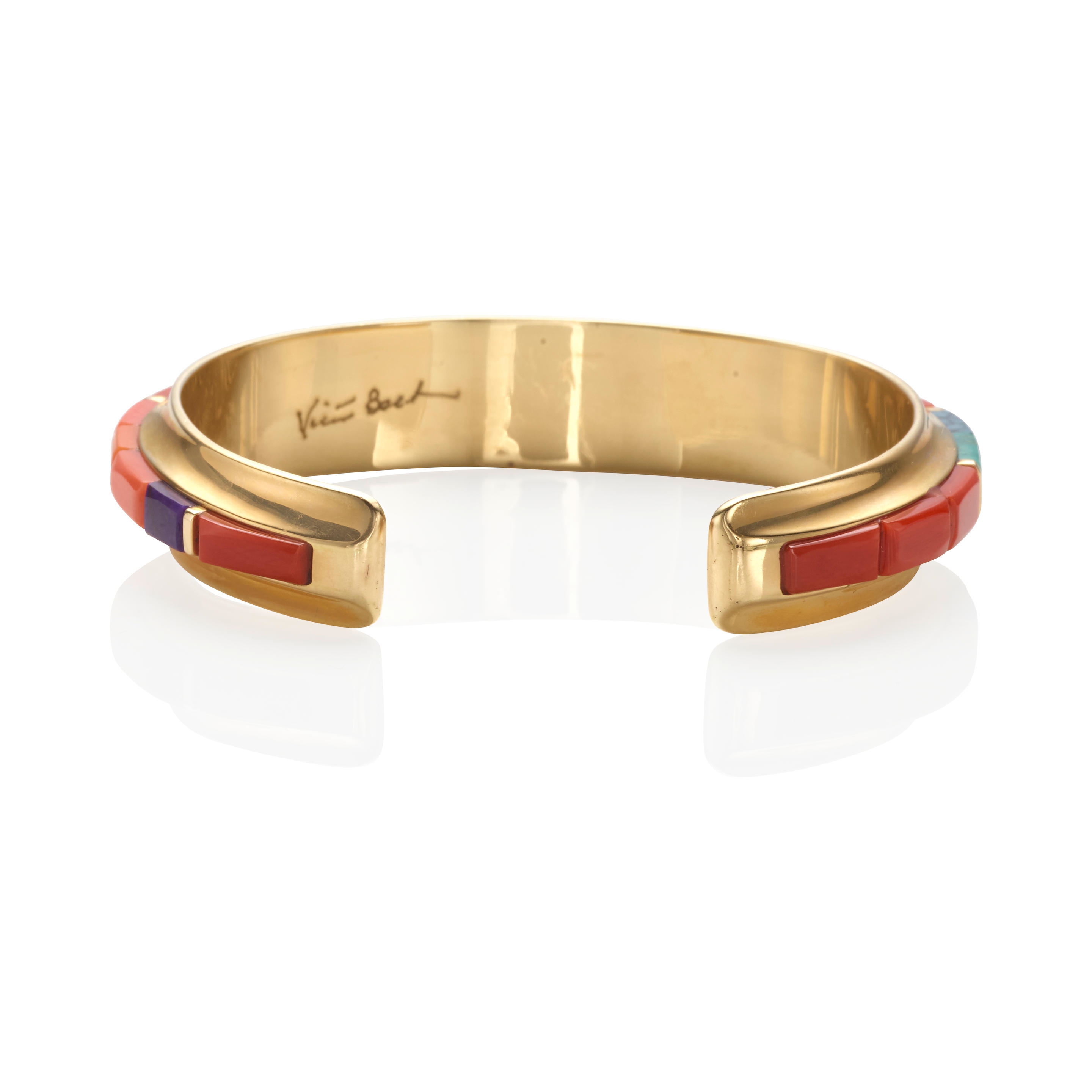 Victor Beck | Cuff bracelet channel-inlaid with coral, | MutualArt