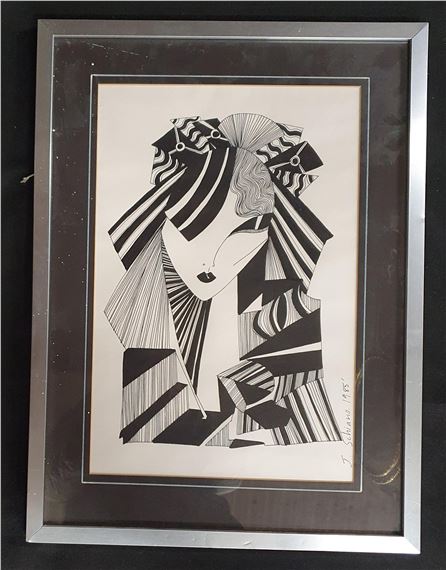John Schiavio | John Schiavio. A Pen and Ink Drawing of a Woman. Signed ...
