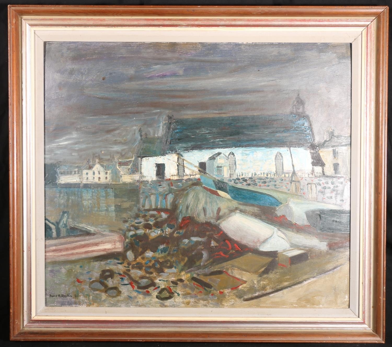 David McLeod Martin | Boats before a church (1981) | MutualArt