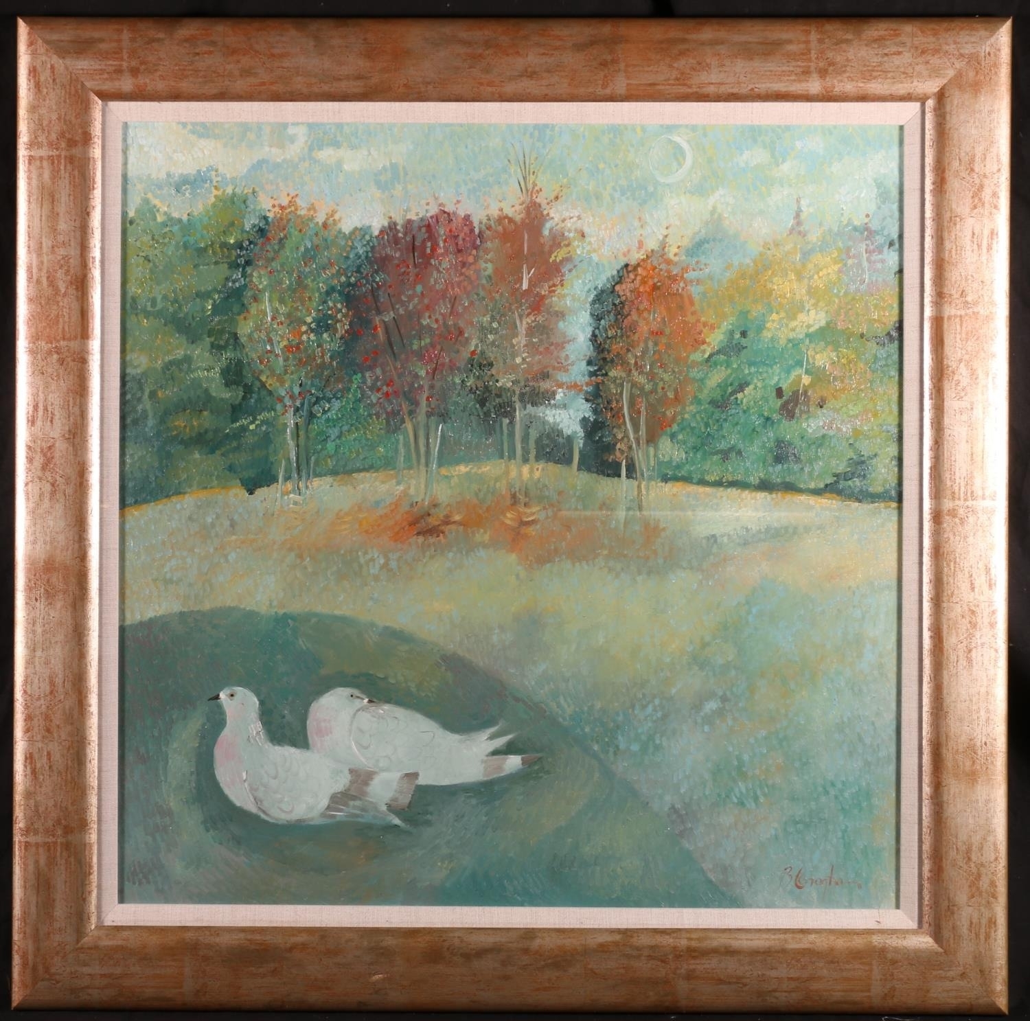 Brenda Lenaghan | Pigeons in a landscape (1941) | MutualArt