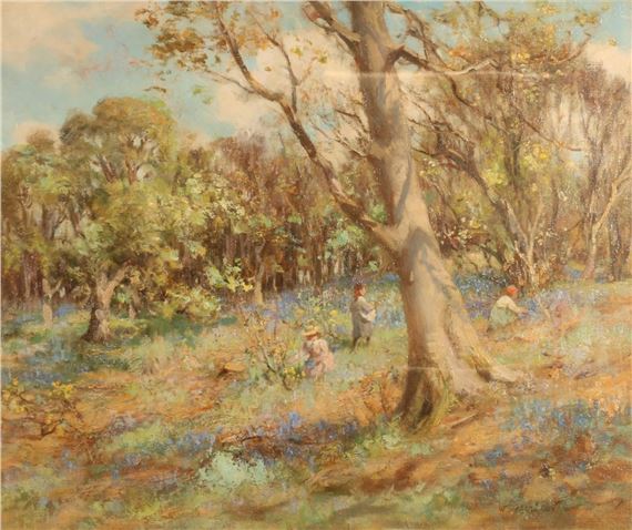 William Stewart MacGeorge | Three girls picking flowers in an opening ...