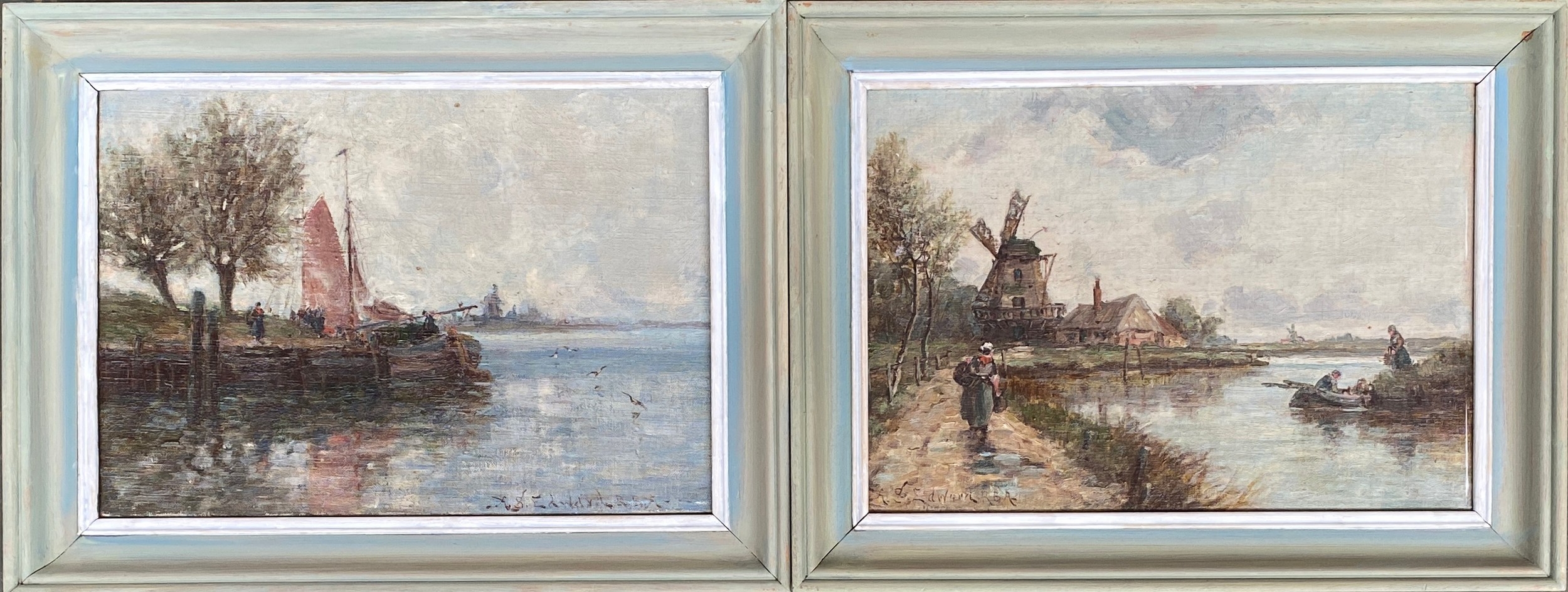 Alfred Sanderson Edward | Dutch scenes with windmill and river (19th ...