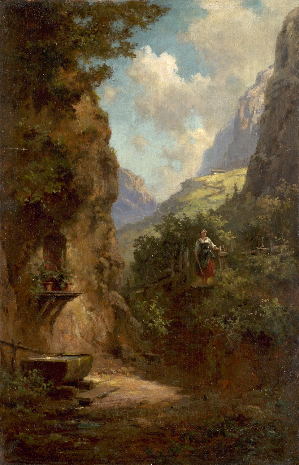 Willy Moralt | Spaziergängerin am Brunnen (Circa 1900) | MutualArt