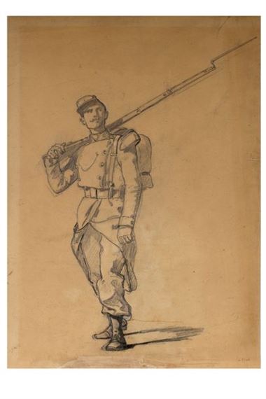 Isadore Alexandre Augustin Pils | Standing soldier with bayonet rifle ...