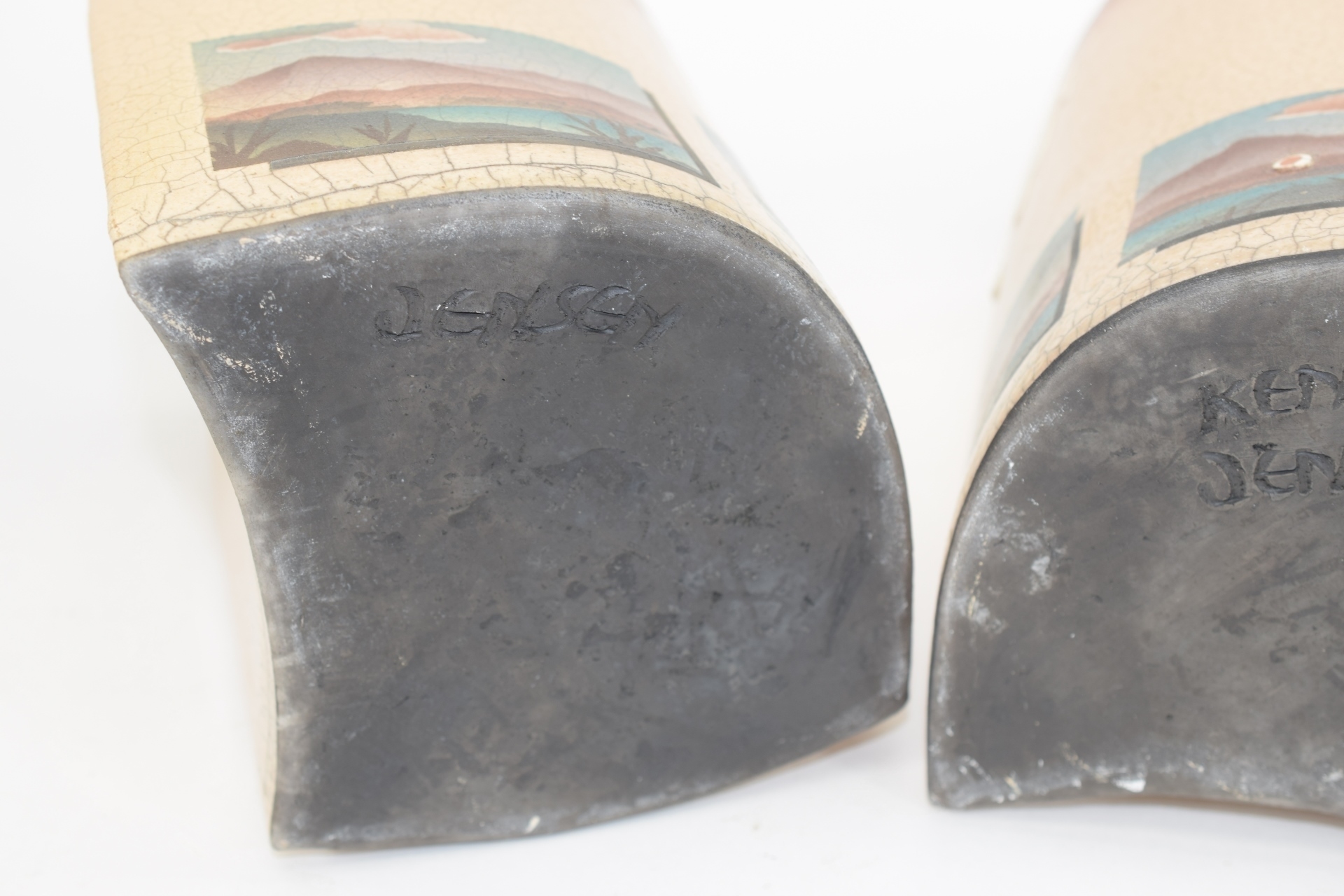 Ken Jensen | SET 4 SIGNED KEN JENSEN RAKU LIDDED POTTERY JARS | MutualArt