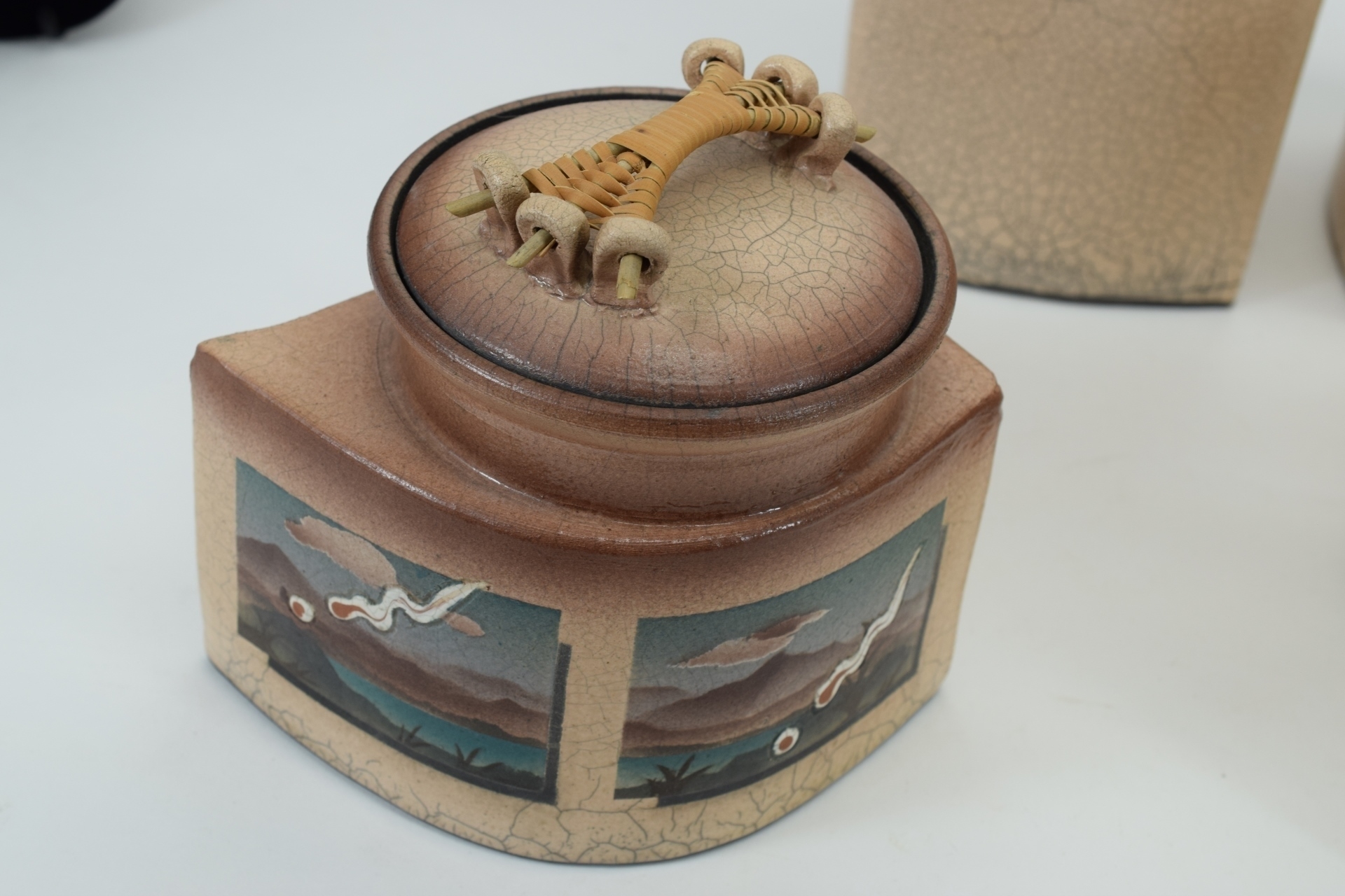 Ken Jensen | SET 4 SIGNED KEN JENSEN RAKU LIDDED POTTERY JARS | MutualArt