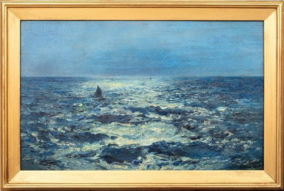 Henry Moore | COASTAL SEASCAPE & SHIP AT NIGHT OIL PAINTING (19th ...