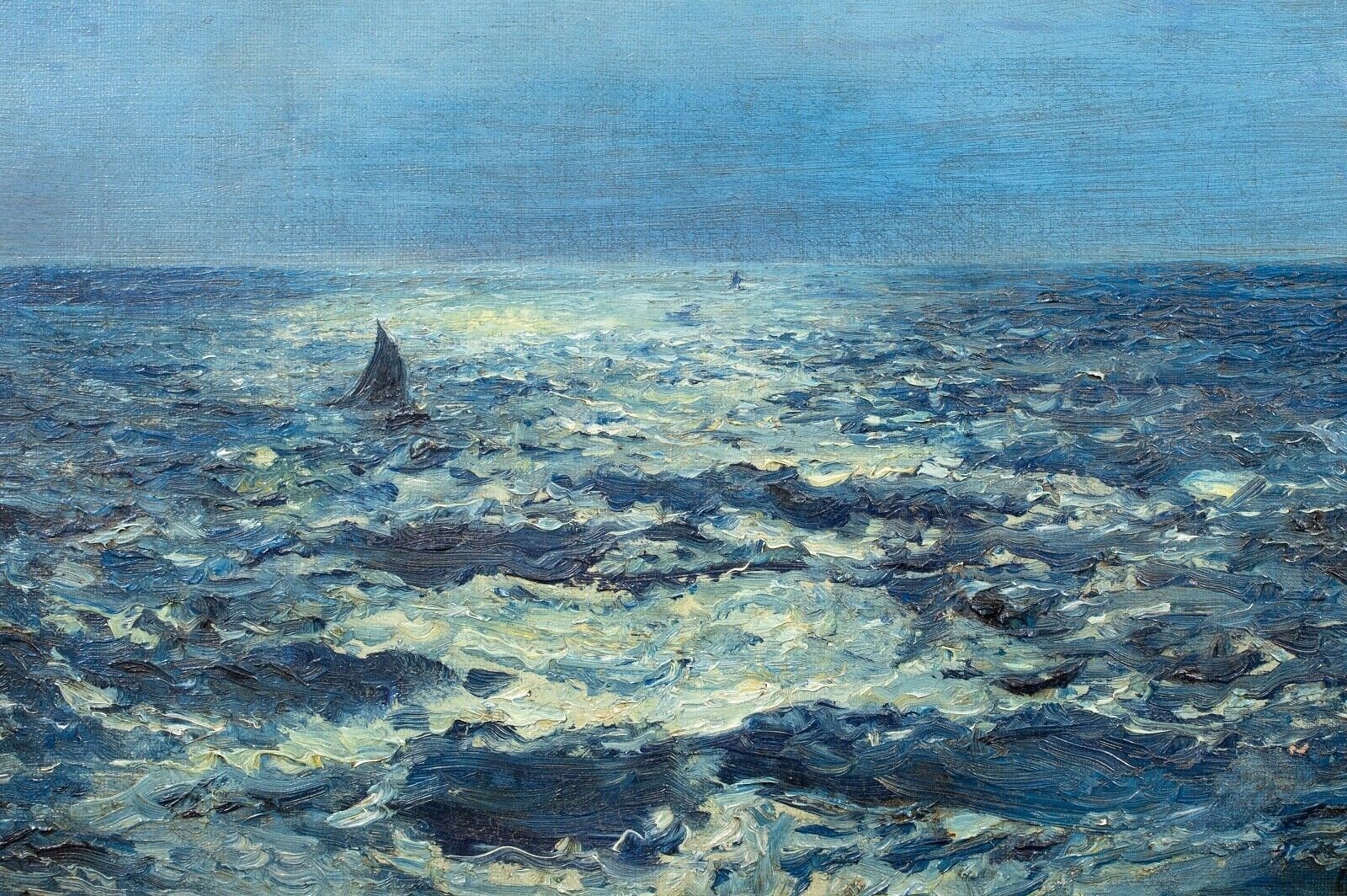 Henry Moore | COASTAL SEASCAPE & SHIP AT NIGHT OIL PAINTING (19th ...