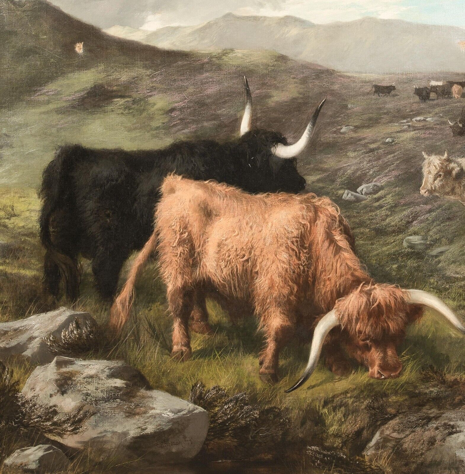 Edward R. Breach | HIGHLAND CATTLE OIL PAINTING (19th Century) | MutualArt