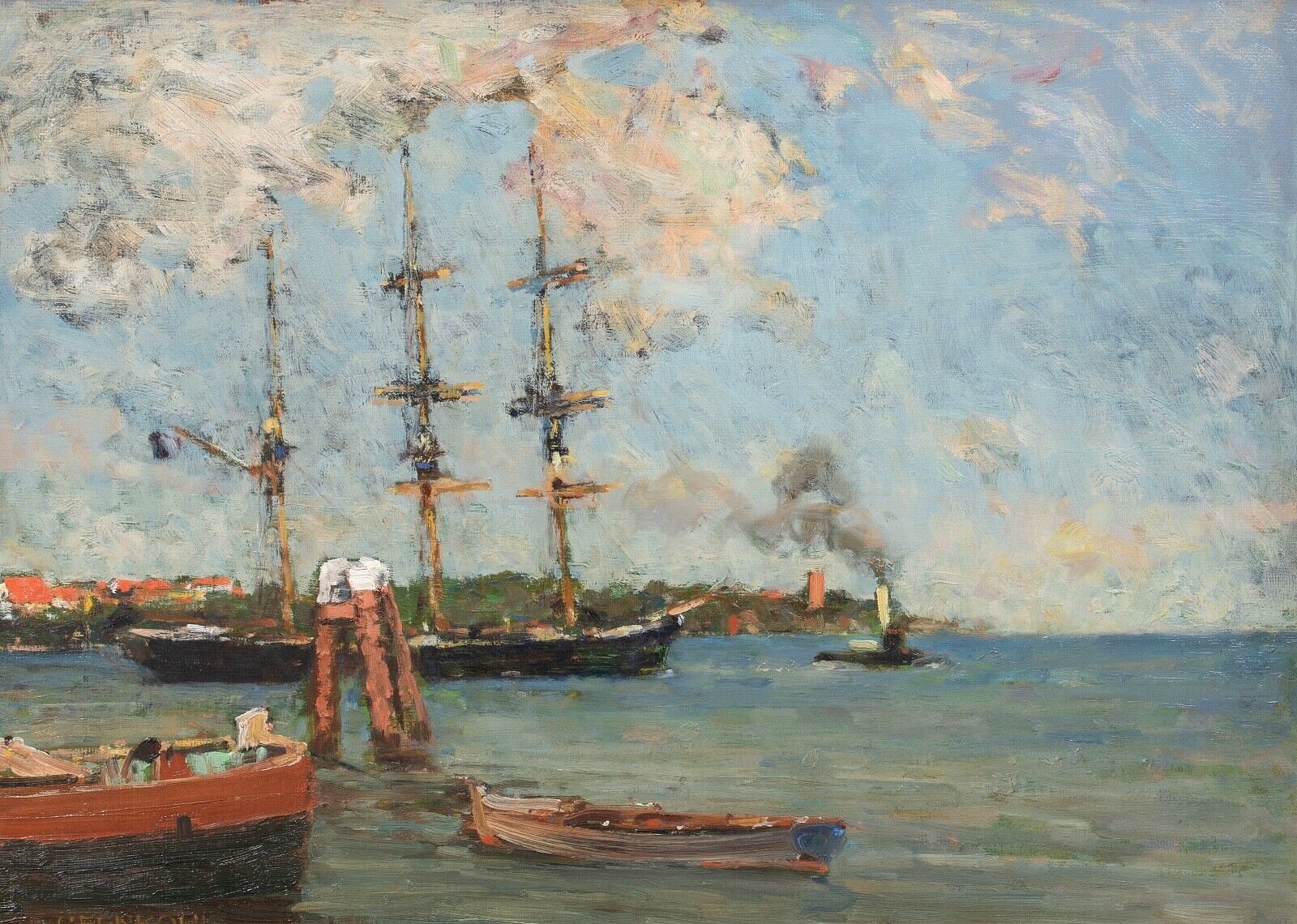 Gustav Fenkohl | VIEW OF MEMEL HARBOUR OIL PAINTING (19th Century ...