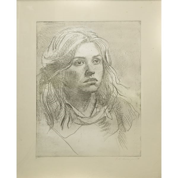 Pietro Annigoni | Drawing of a peasant woman | MutualArt