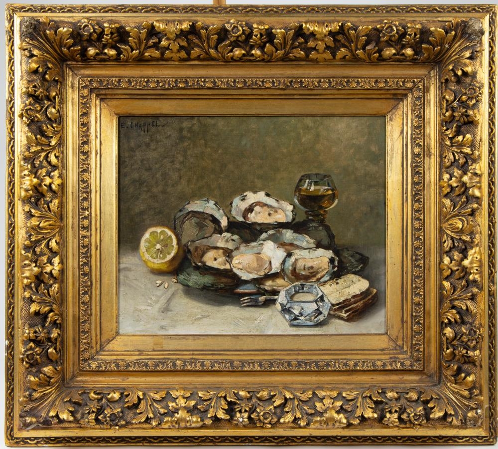 Edouard Chappel | oil on canvas Still life with oysters, signed | MutualArt