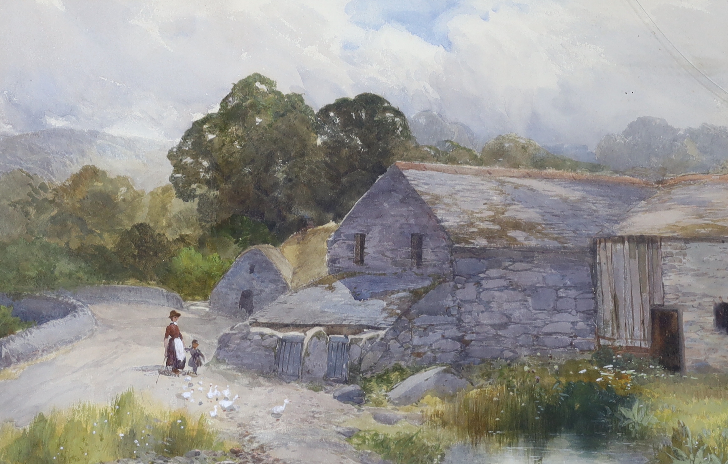 Frederick John Widgery | Rural landscape with farm buildings | MutualArt