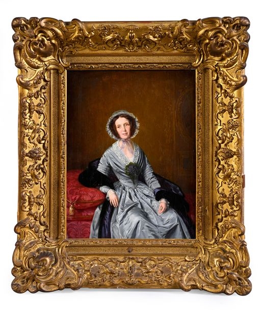 Édouard Henri Théophile Pingret | Portrait of a Lady with a Bouquet of ...