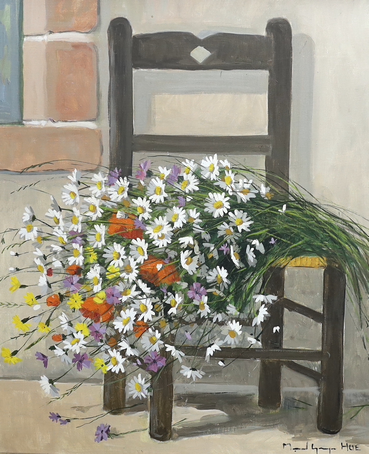 Marcel Georges Hue | Still life of flowers on a chair | MutualArt