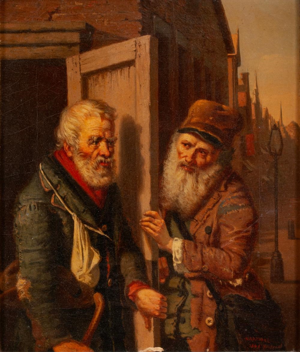 Raphael William | Two beggars standing in a doorway on the street (1861 ...