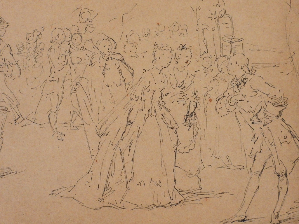 French School, 18th Century | 18C French Ball Scene Study Drawing (18th ...