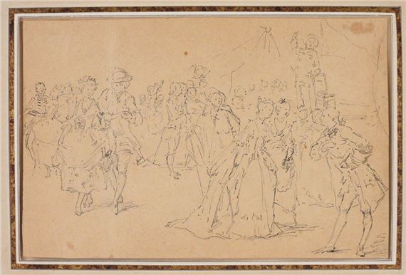 French School, 18th Century | 18C French Ball Scene Study Drawing (18th ...