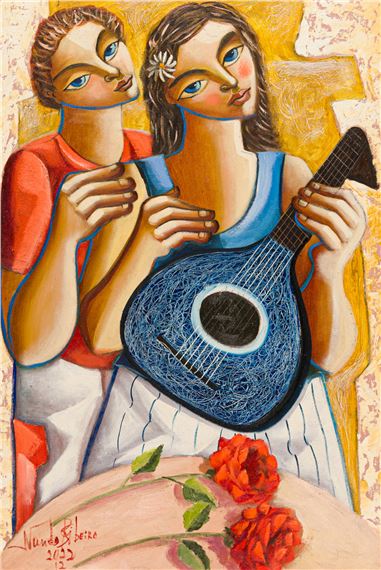 Nando Ribeiro | Casal com flores (2022) | MutualArt