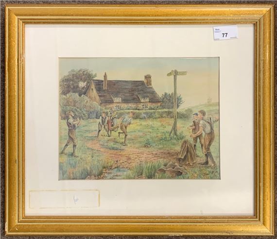 Maud Naftel | Victorian children play cricket | MutualArt