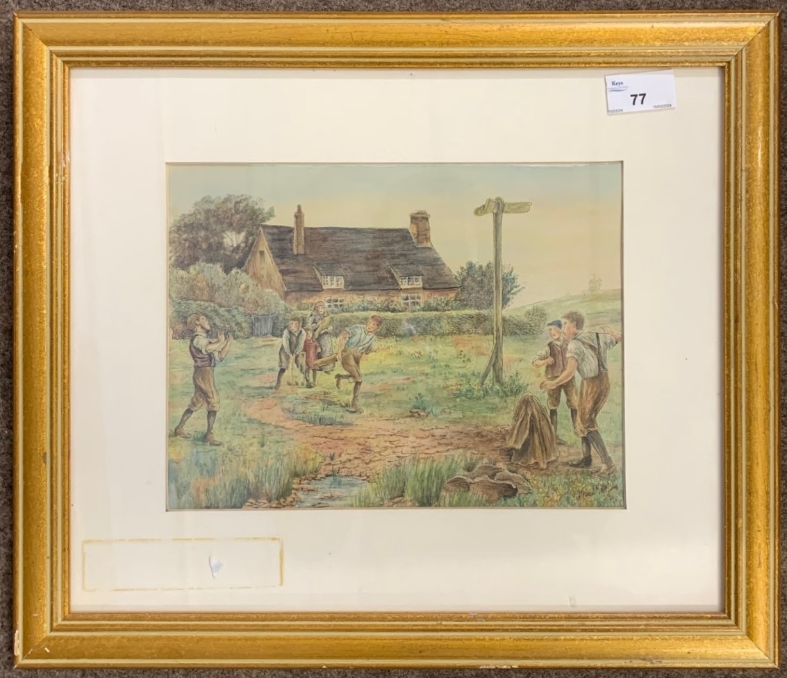 Maud Naftel | Victorian children play cricket | MutualArt