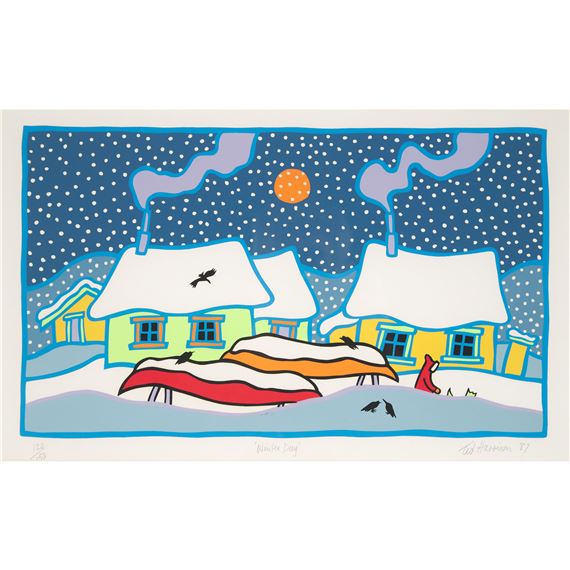 Ted Harrison | SLUMBERING VILLAGE (1987) | MutualArt