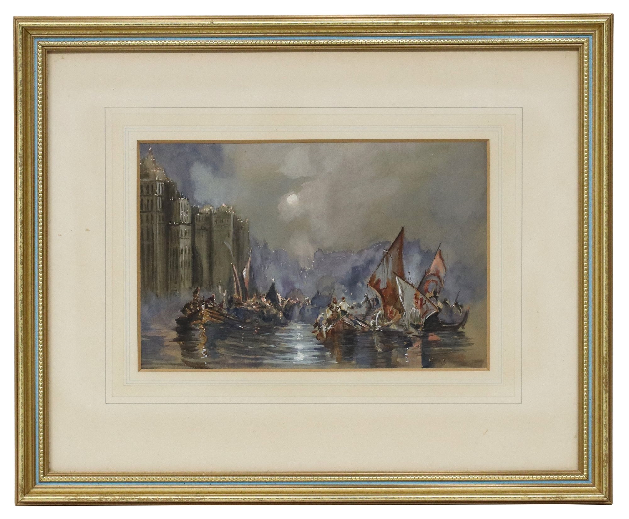 Frank Wasley | Crowded Vessels off Venice by Moonlight | MutualArt