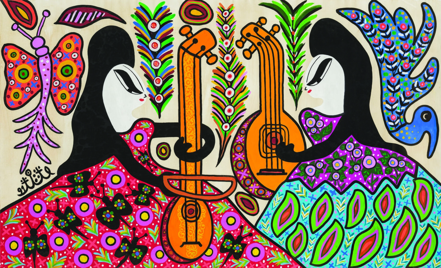 Baya Mahieddine | Maternité au paon et aux luths (1976) | MutualArt