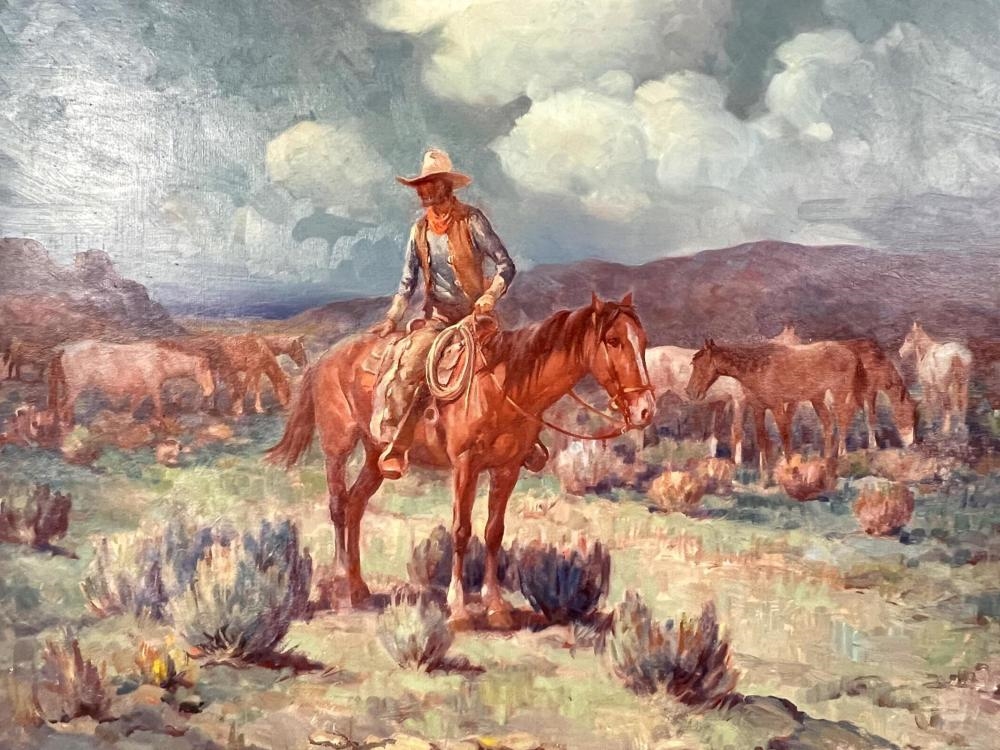 Gray Phineas Bartlett | A Gray Phineas Bartlett Western Oil On Canvas ...