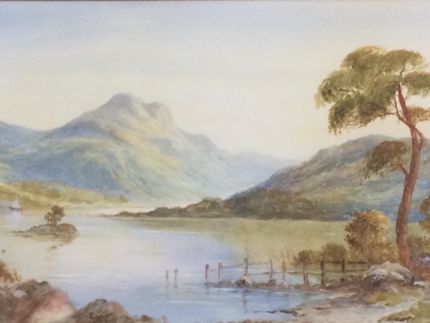 J. Douglas | loch landscape with sailing boat and tree to foreground ...