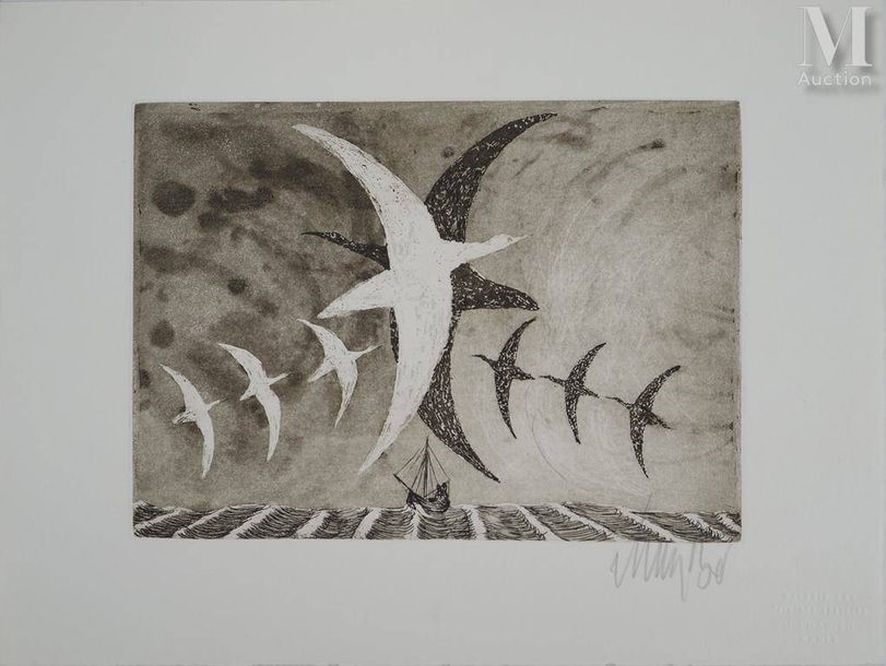 Lars Bo | Birds and boat at sea Lars BO | MutualArt