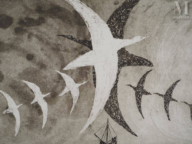 Lars Bo | Birds and boat at sea Lars BO | MutualArt