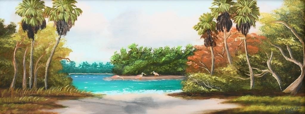 Curtis Arnett | JIMMY STOVALL LAGOON PAINTING WITH SPOONBILLS | MutualArt