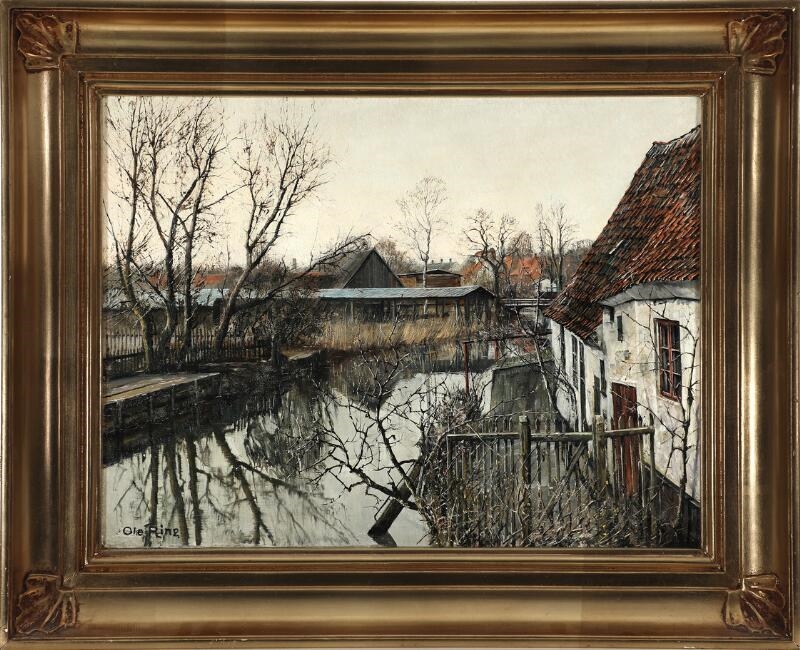 Ole Ring | Old houses by a stream (1969) | MutualArt