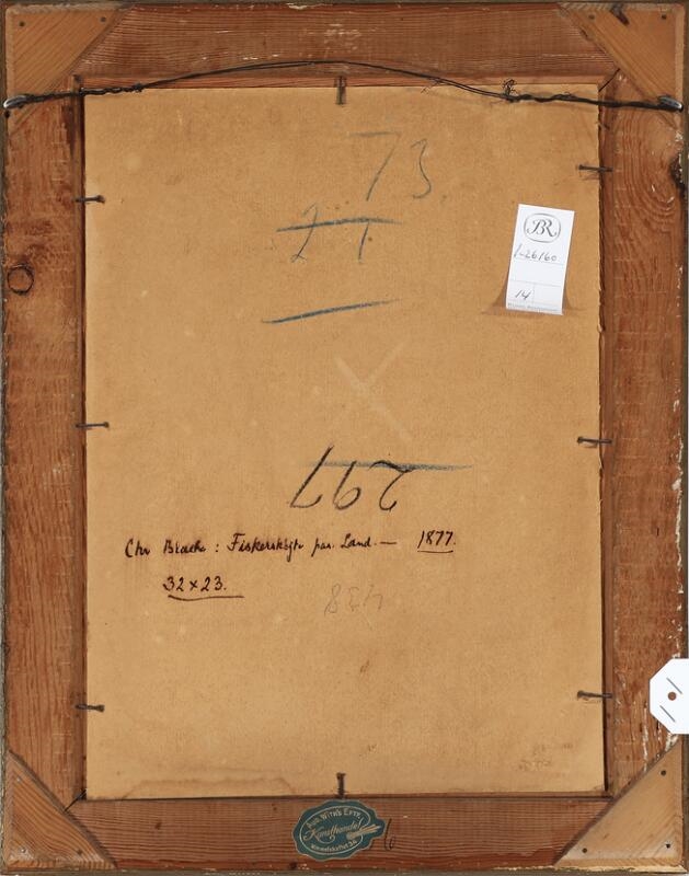 Christian Blache | A fishing boat on shore (1872) | MutualArt