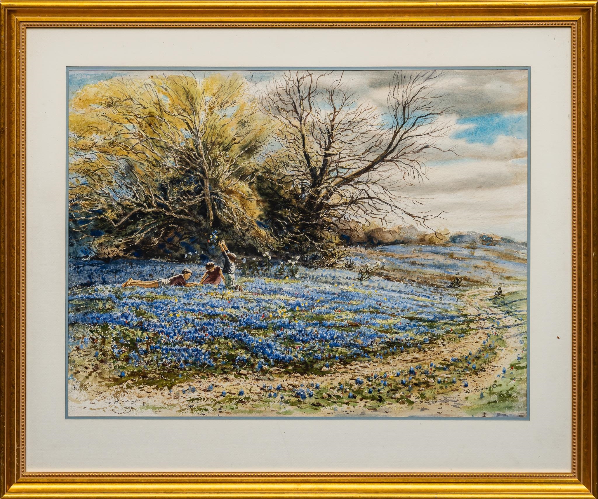 Harold H Sims | Playing in Bluebonnets | MutualArt