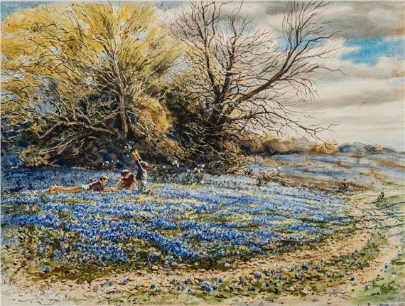 Harold H Sims | Playing in Bluebonnets | MutualArt