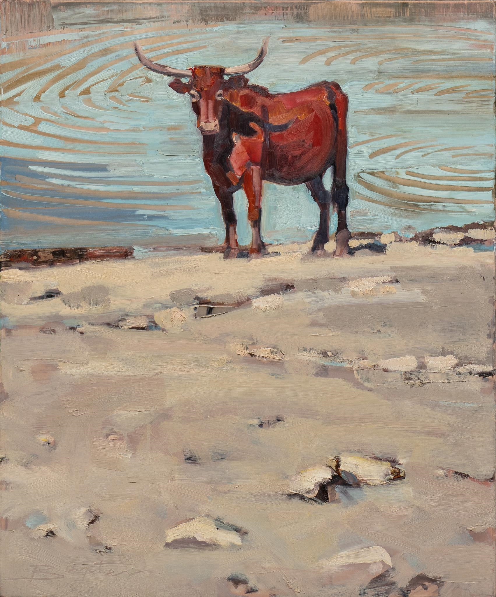 Mary Baxter St. Clair | Red Steer by Dirt Tank | MutualArt