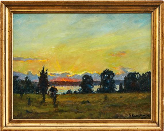 Gottfrid Kallstenius | Insjölandskap i skymningsljus (1930) | MutualArt