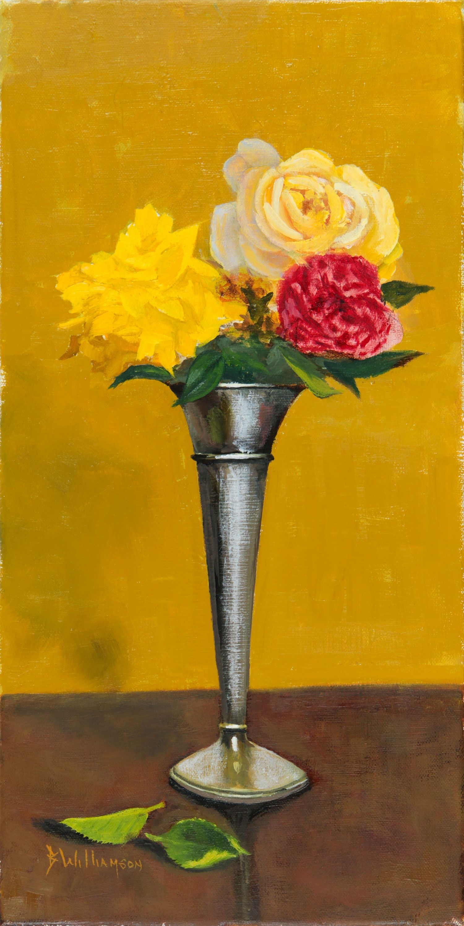 Barry Williamson | STILL LIFE, ROSES IN A BUD VASE | MutualArt