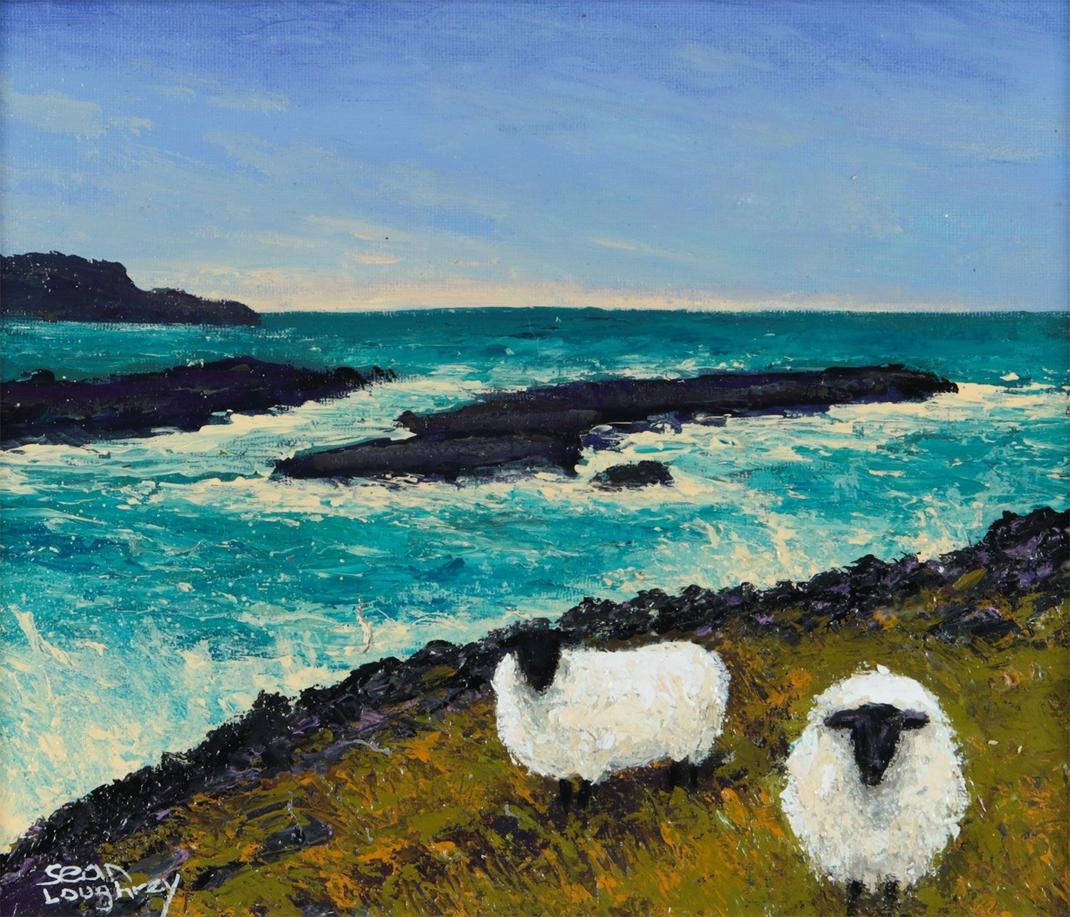 Sean Loughrey | SHEEP ON THE DONEGAL COAST | MutualArt